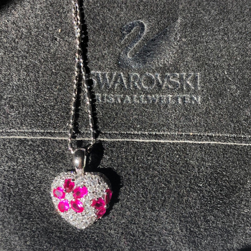 Heart Shaped Pink And White Flower Crystal Swarovski … - Gem